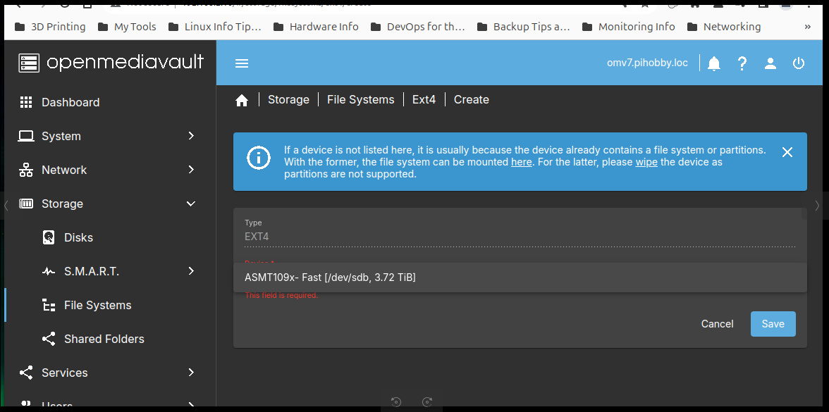 Install OpenMediaVault 7 in a Proxmox/PiMOX VM/SBC (Debian 12.8 Bookworm)